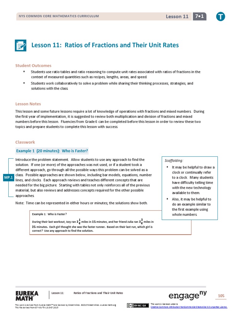 Math g7 m1 Topic C Lesson 11 Teacher | PDF | Fraction (Mathematics) | Ratio