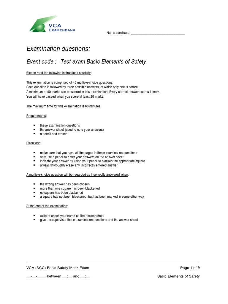VCA Basic Safety Mock Exam Questions | PDF | Toxicity | Multiple Choice