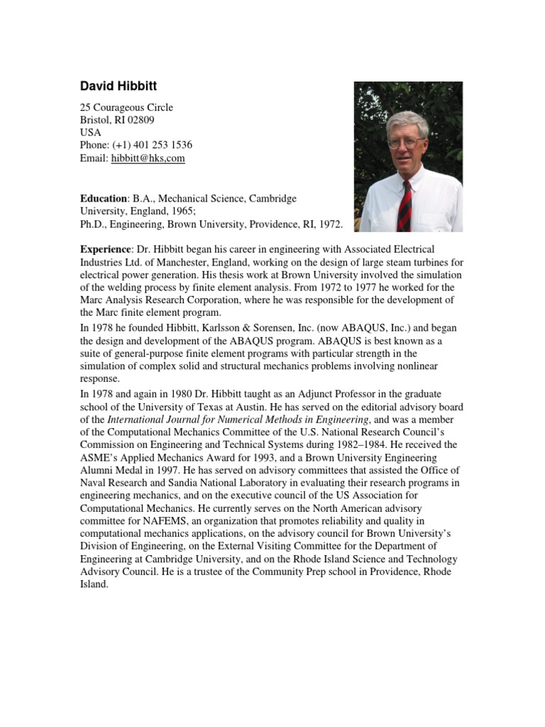 David Hibbitt: Education and Career Overview | PDF