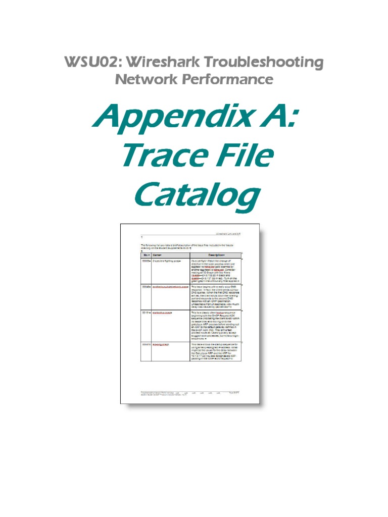 Appendix A-Trace File Catalog-Needs Selection | PDF | Transmission Control Protocol | File ...