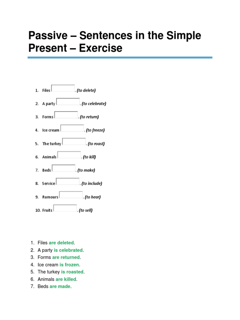 Passive (Present Simple) Exercises | PDF