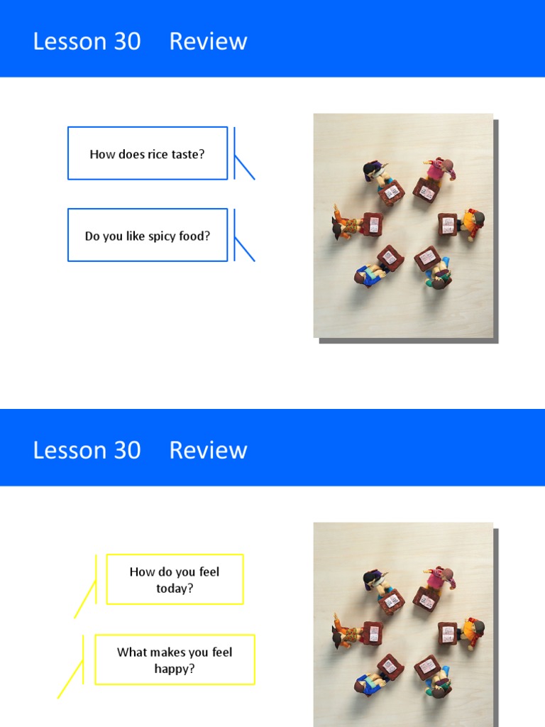 Lesson 30 Review: Food, Feelings, Colors | PDF