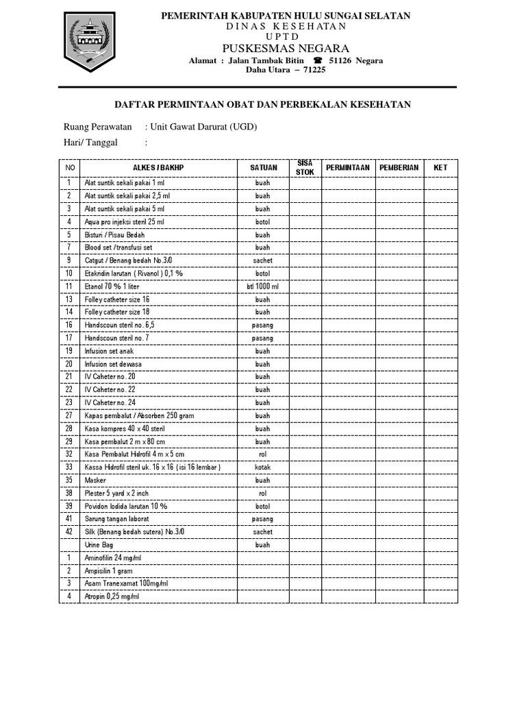 Form Stok Opname Igd | PDF