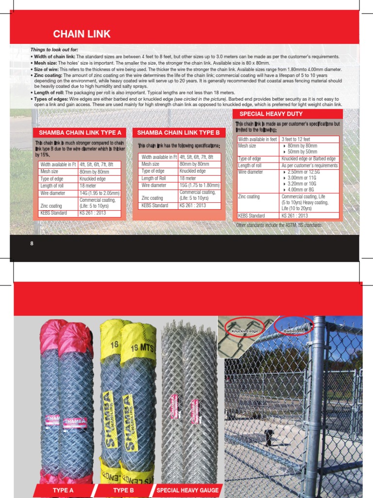 Wireprod Chainlink Specifications Pdf Wire Foot Unit