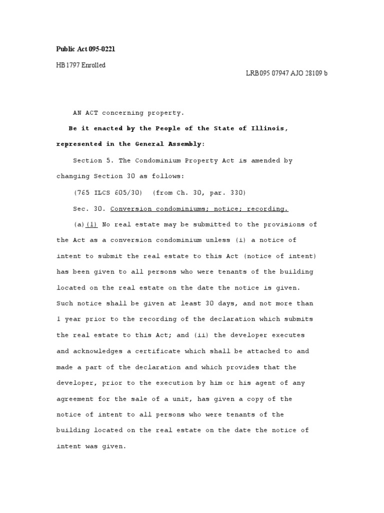 New Illinois Condo Conversion Law | PDF | Leasehold Estate | Lease