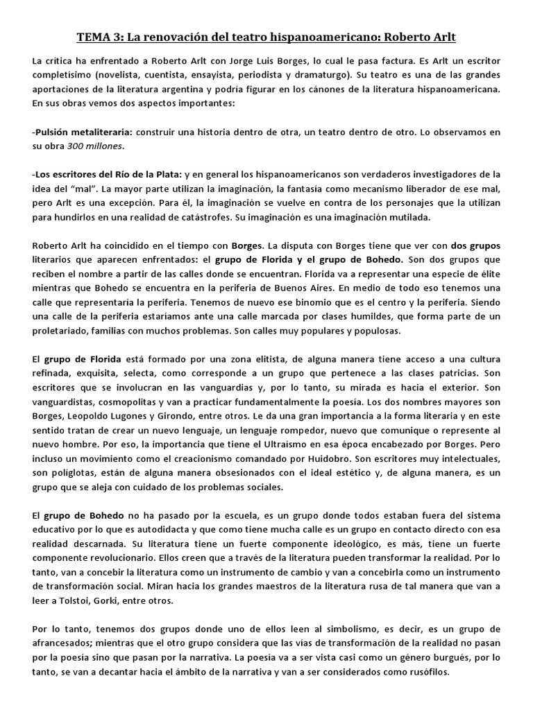 Roberto Arlt y el Teatro Hispanoamericano | PDF | Autor | Teatro