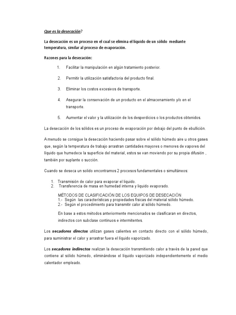 Que Es La Desecación | PDF | Líquidos | Evaporación