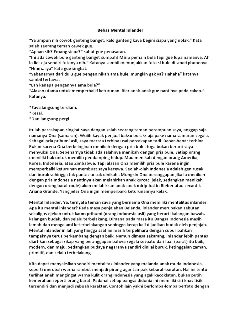 Bebas Mental Inlander | PDF