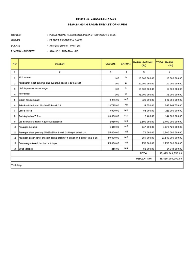 Rab Pagar Precast | PDF