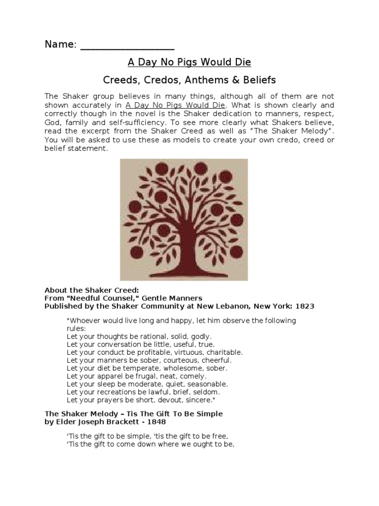 Day No Pigs Credo Lesson | PDF | Religion And Belief