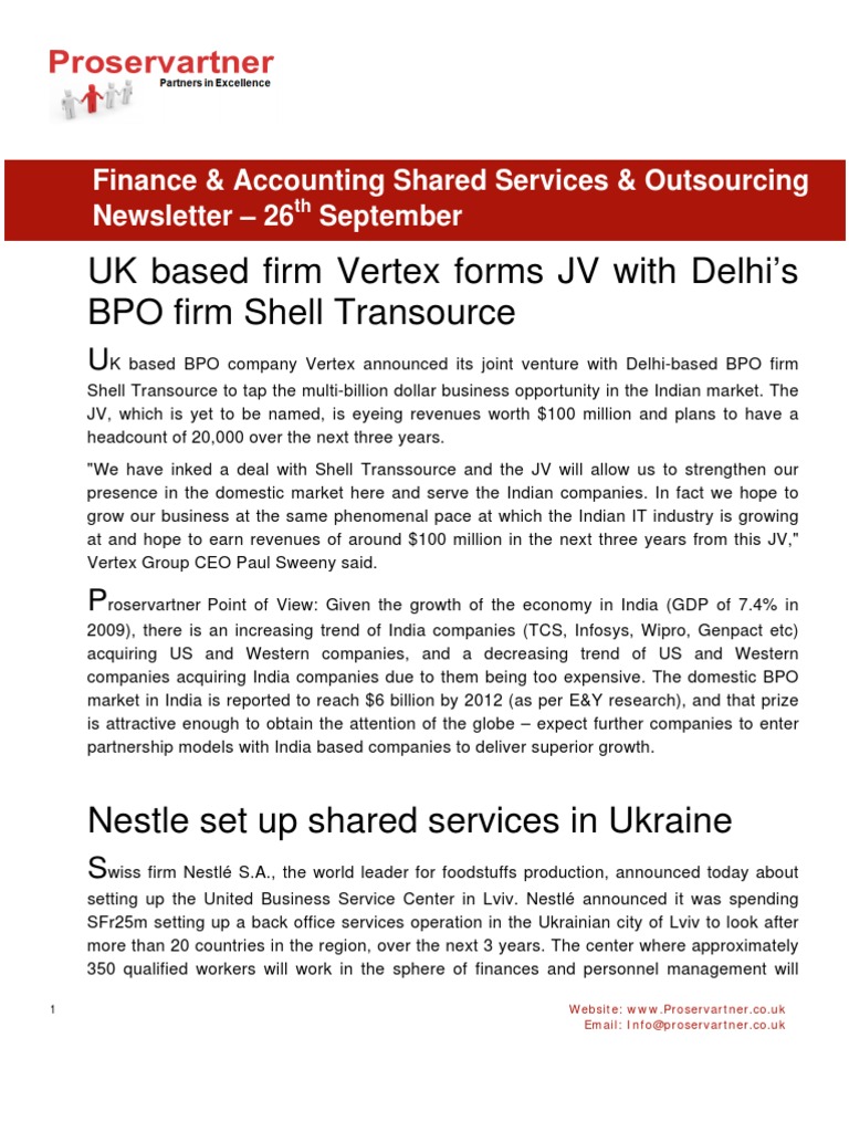 Proservartner - Point of View | PDF | Offshoring | Business Process ...