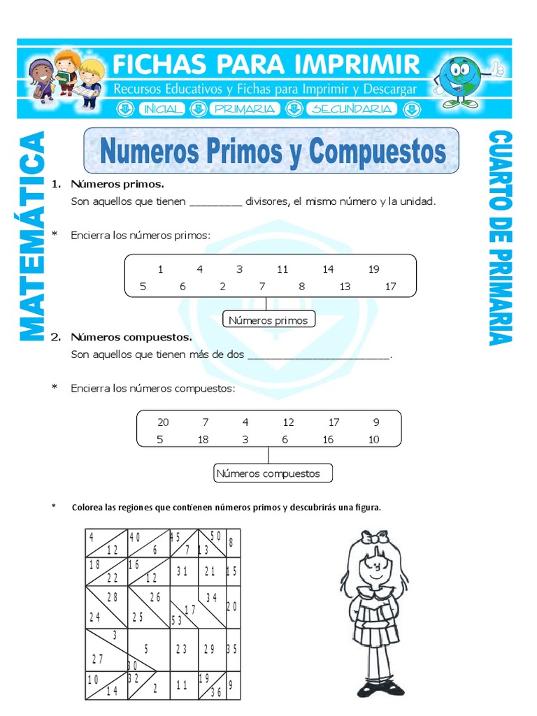 Números Primos y Compuestos: Ejercicios 4º Primaria | PDF | Número primo | Enseñanza de matemática