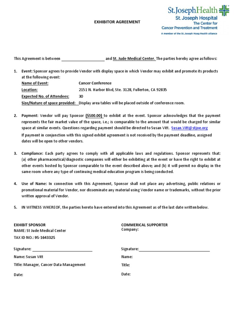 Exhibitor Agreement Template SJMC | Download Free PDF | Government Information | Government