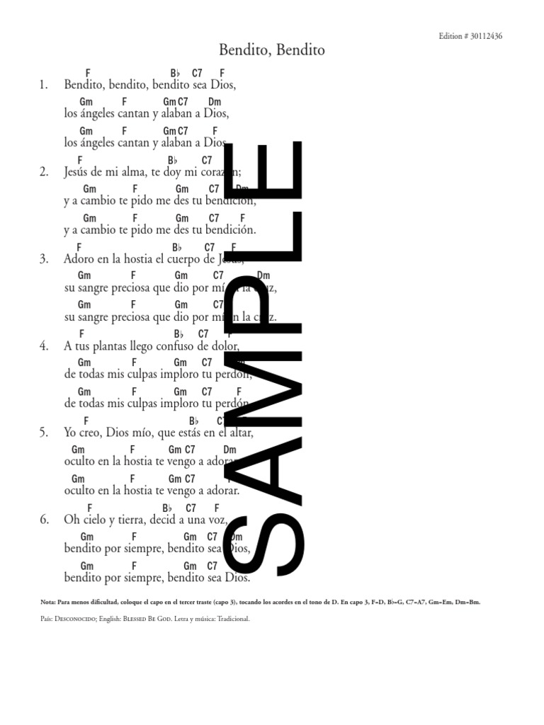 Bendito Bendito Bendito Sea Dios | PDF