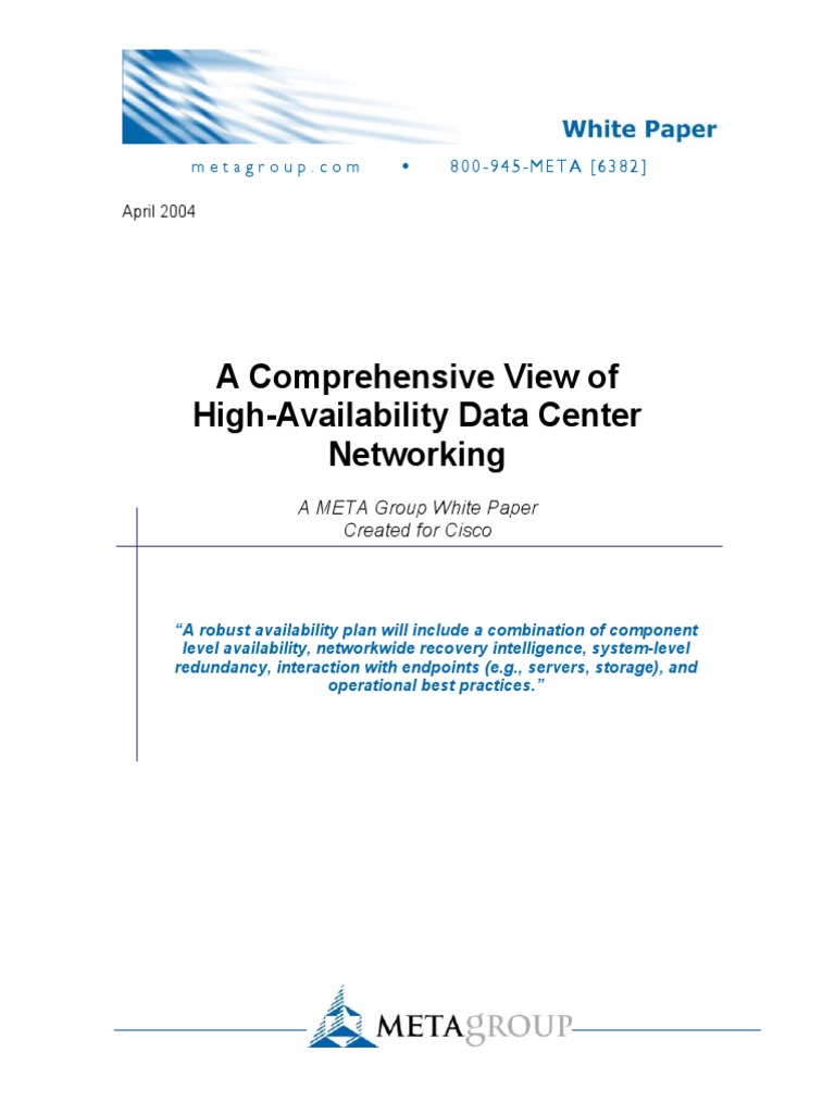 A Comprehensive View of High Availability Data Center Networking | PDF ...
