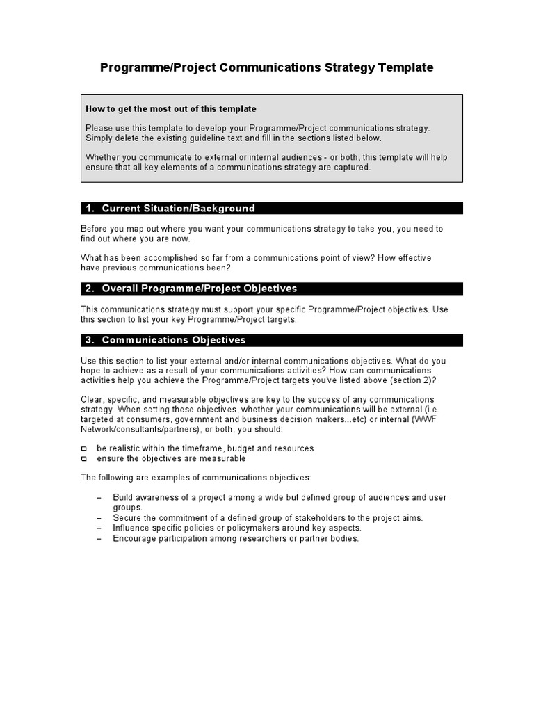 WWF Communications Strategy Template T 1 | PDF | Target Audience ...