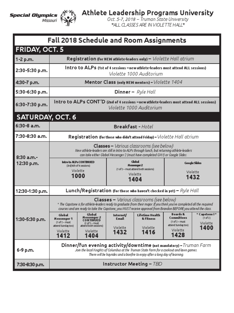 SOMO ALPs University Schedule Oct. 2018 | PDF