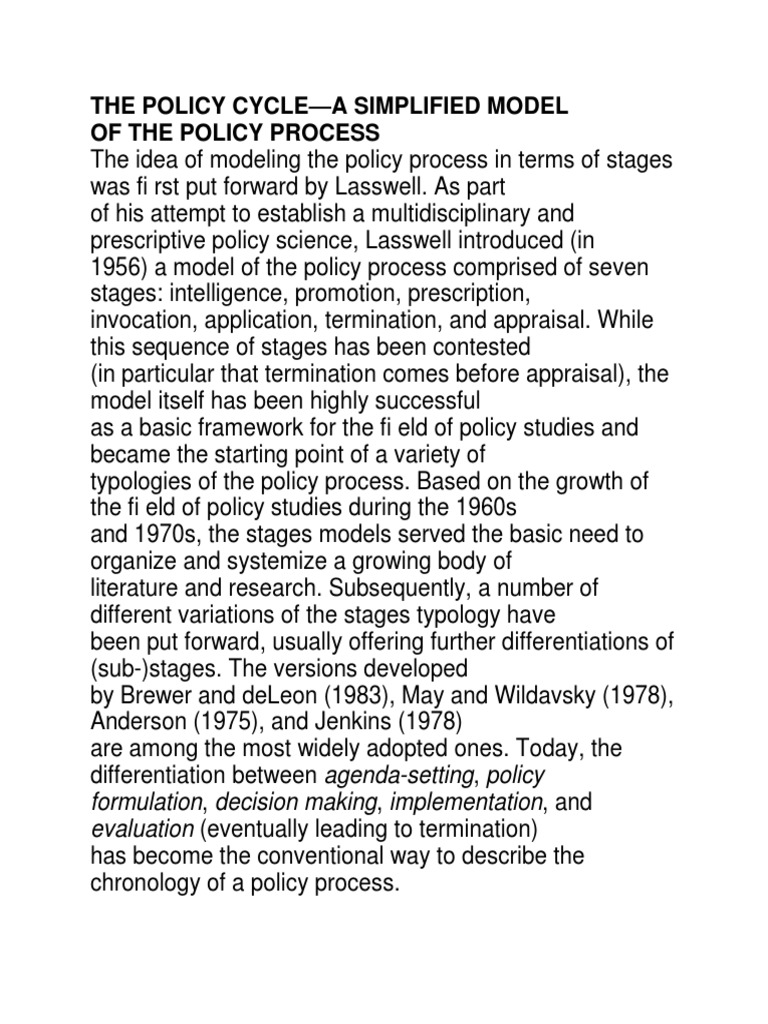 The Policy Cycle Bse in Handbokk | PDF | Policy | Decision Making