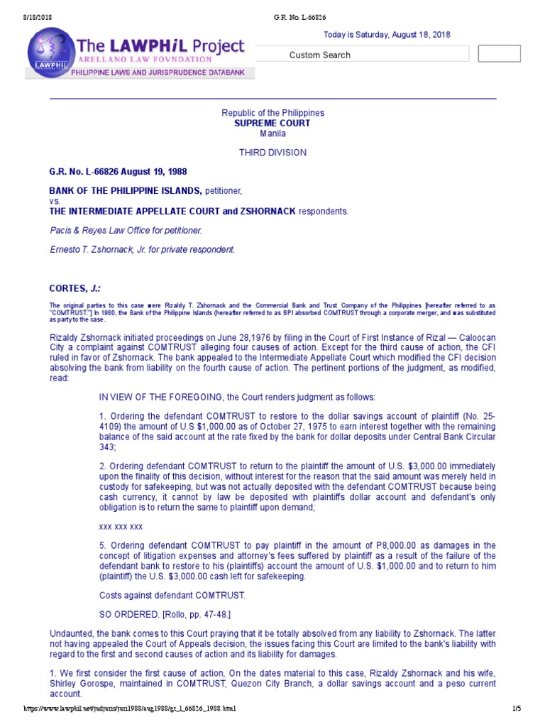 BPI vs Zshornack: Supreme Court Ruling | PDF | Securities (Finance) | Banks