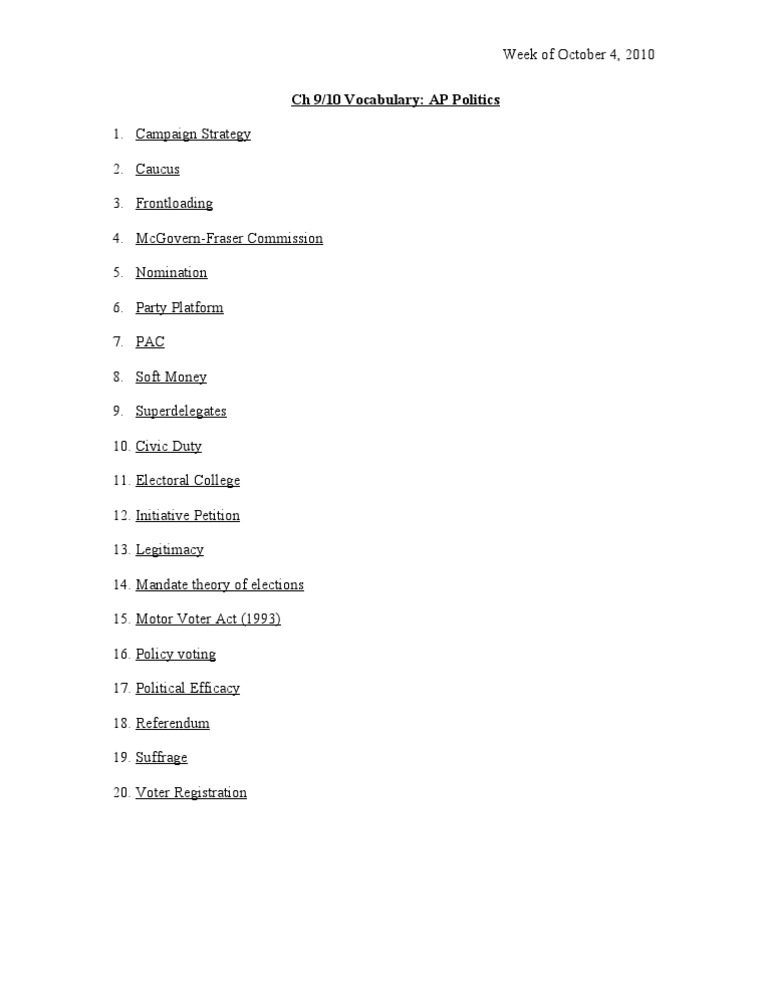 Chapter 9-10 Vocabulary | PDF