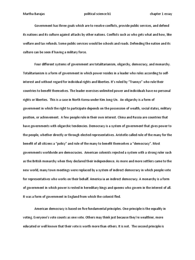 Essay 1 Political Science | Oligarchy | Democracy