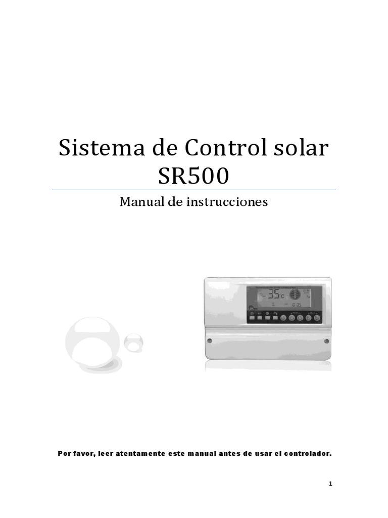 Manual del Controlador Solar SR500 | PDF | Caldera | Tanques