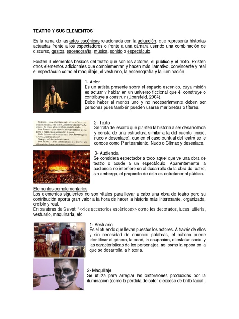 Teatro y Sus Elementos | PDF | Teatro | Entretenimiento (general)