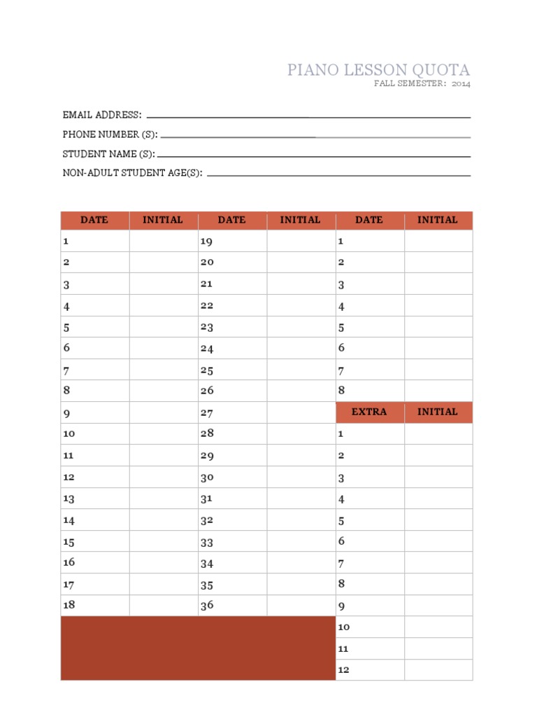 Quota Sheet | PDF