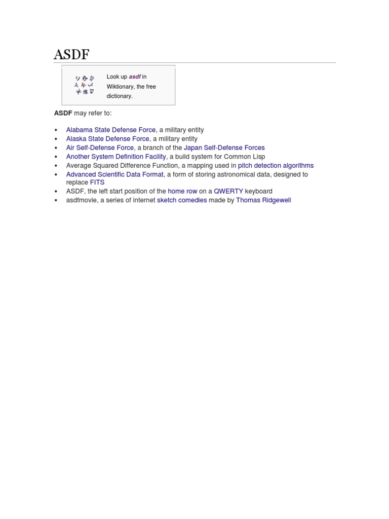 ASDF May Refer To:: Look Up in Wiktionary, The Free Dictionary | PDF