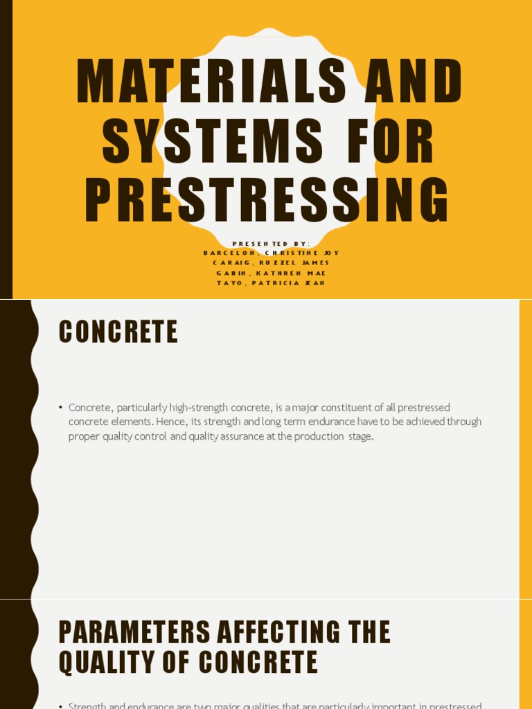 Prestressing Materials & Systems Guide | PDF | Prestressed Concrete ...