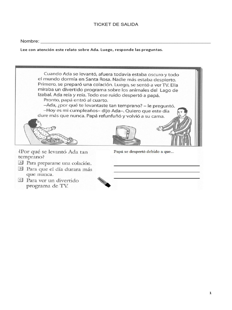 2° Reconocer Causa y Efecto Ticket de Salida | PDF | Hogar, jardinería ...