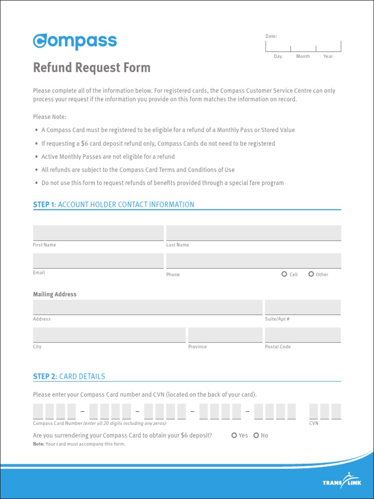 Compass Card Refund Request Process | PDF | Privacy | Government