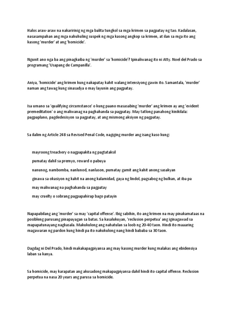 Homicide Vs Murder Pdf