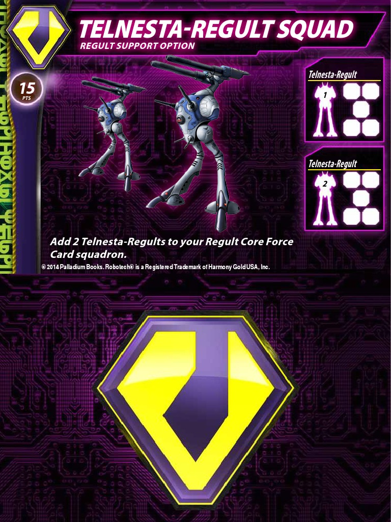 Zentraedi Telnesta-Regult Squad Support Card For Robotech RPG Tactics | PDF