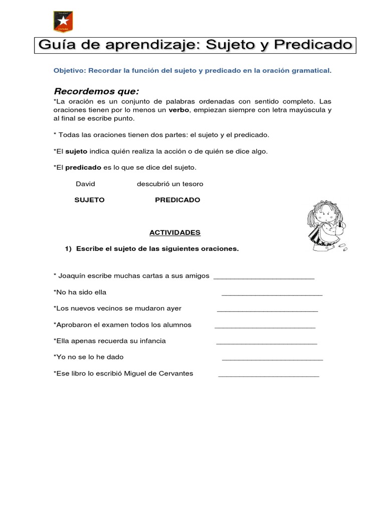 Repaso Del Sujeto y Predicado | PDF | Predicado (Gramática) | Asunto ...