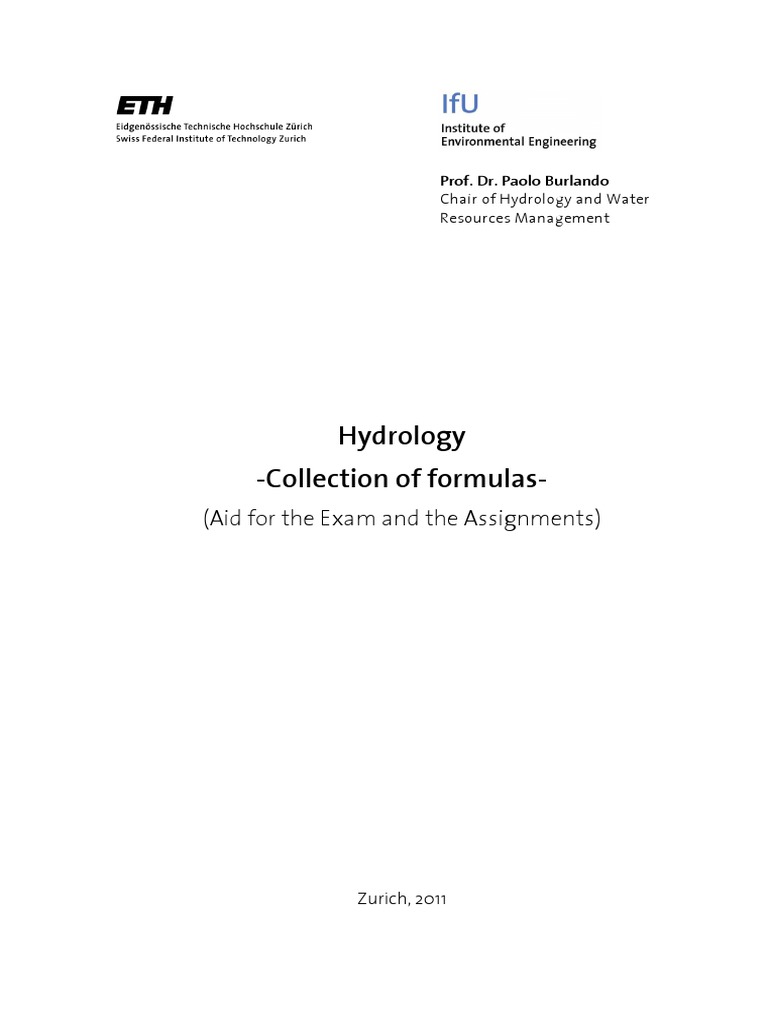 Hydrology Formulas for Exams | PDF | Soil | Standard Deviation