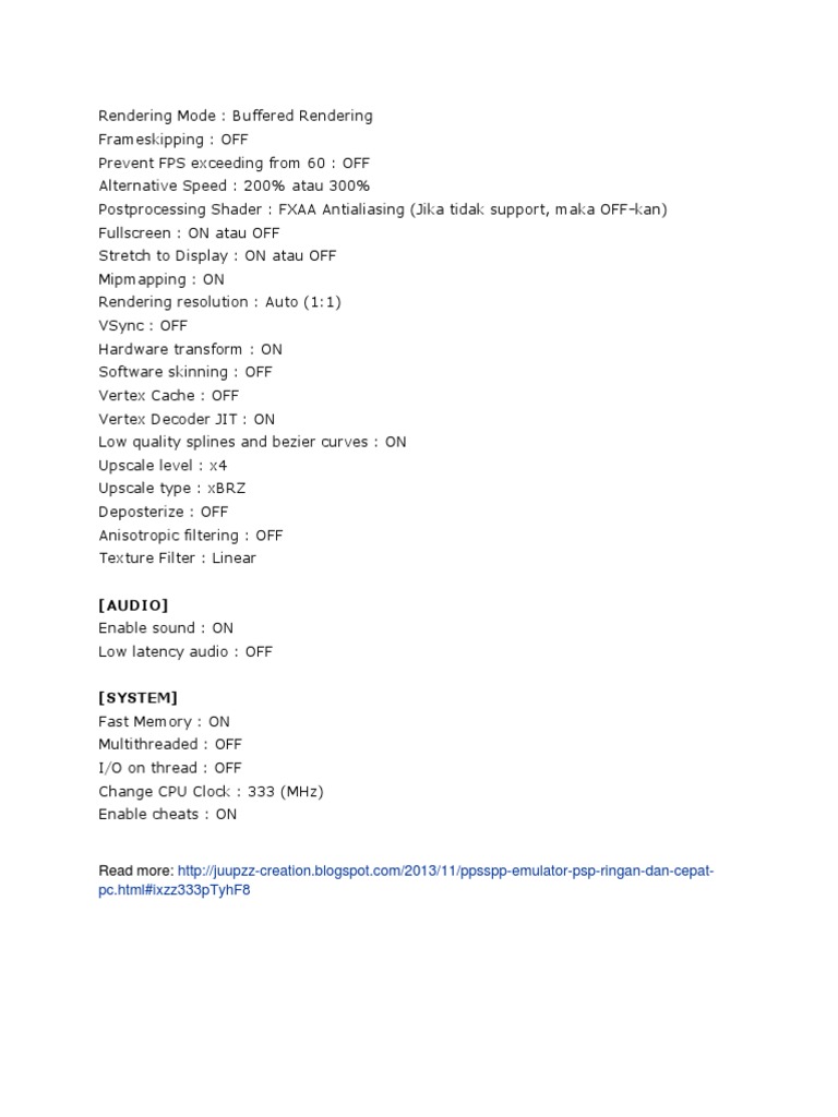 Settingan PSSPP | PDF