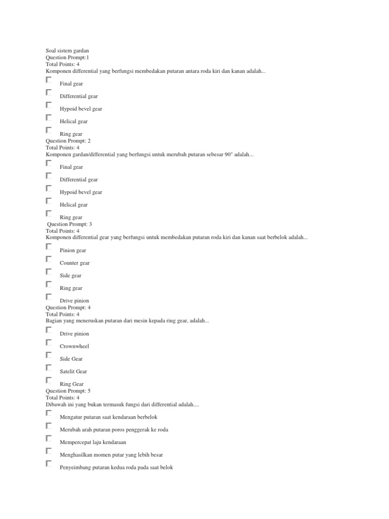 Komponen dan Fungsi Sistem Gardan | PDF