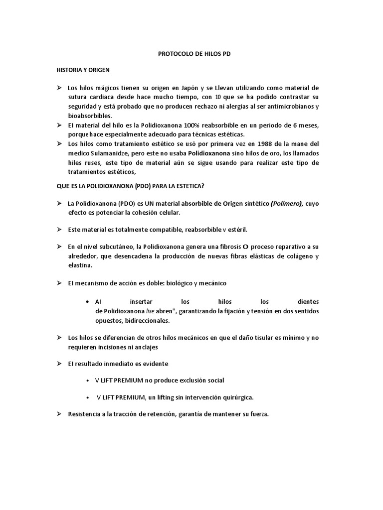 Protocolo de Hilos PD | PDF | Piel | Colágeno