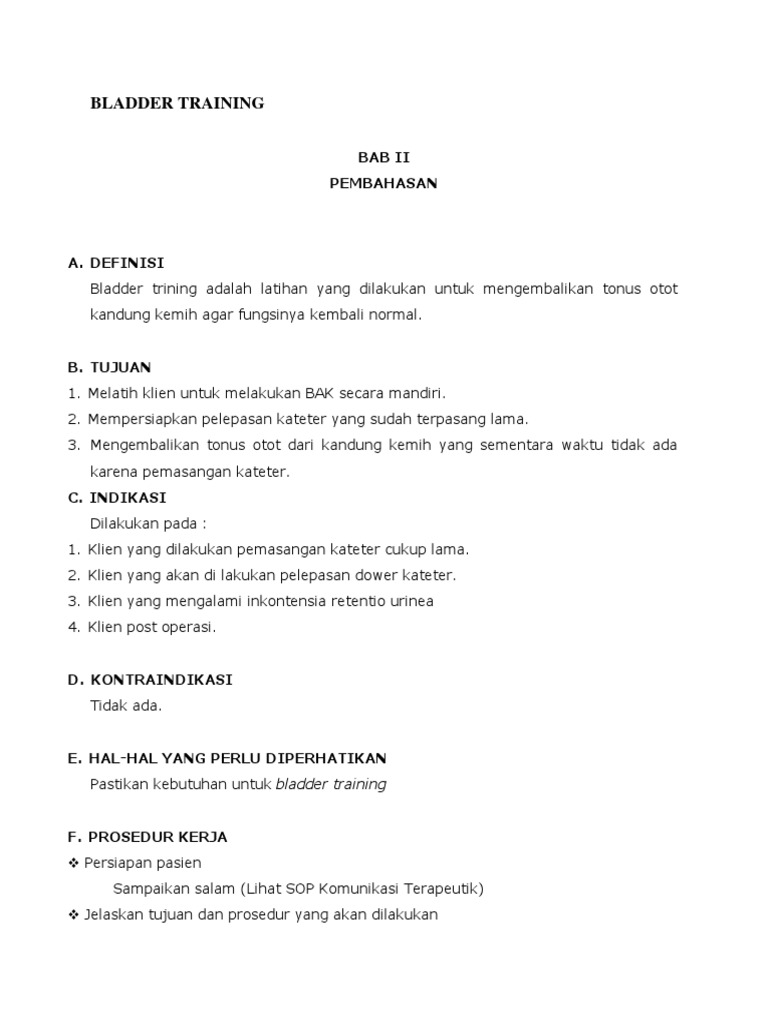 Bladder Training | PDF