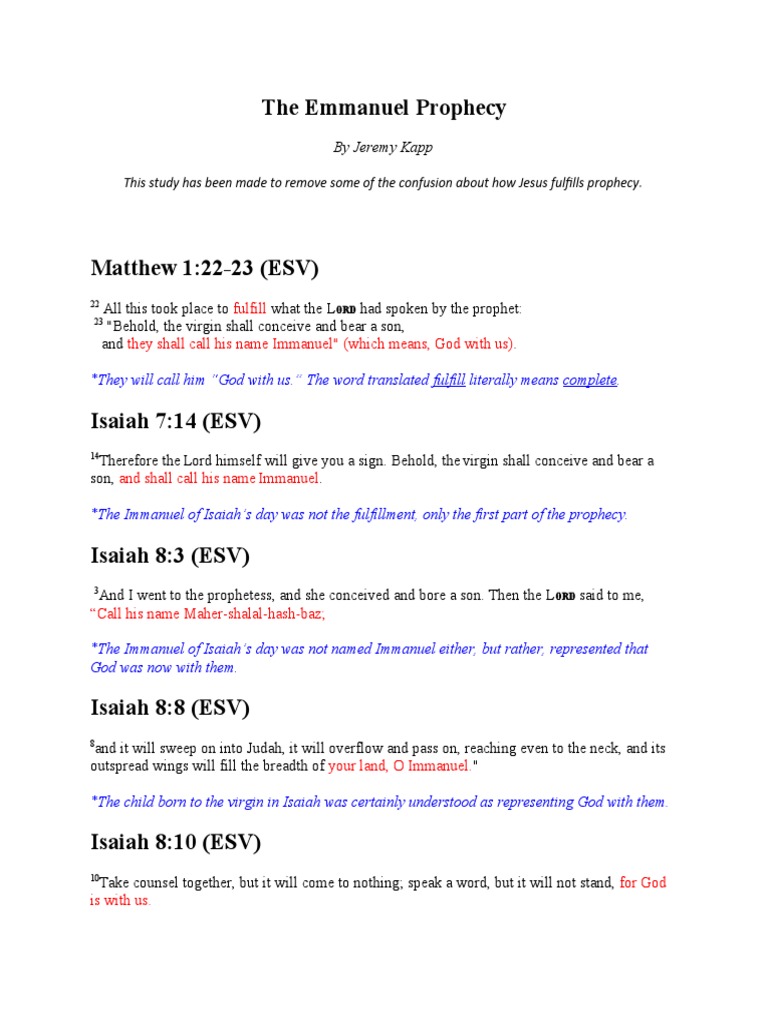 The Emmanuel Prophecy | PDF