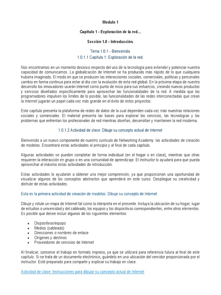 Capítulo 1 Modulo I Cisco | PDF | Calidad de servicio | Red de computadoras