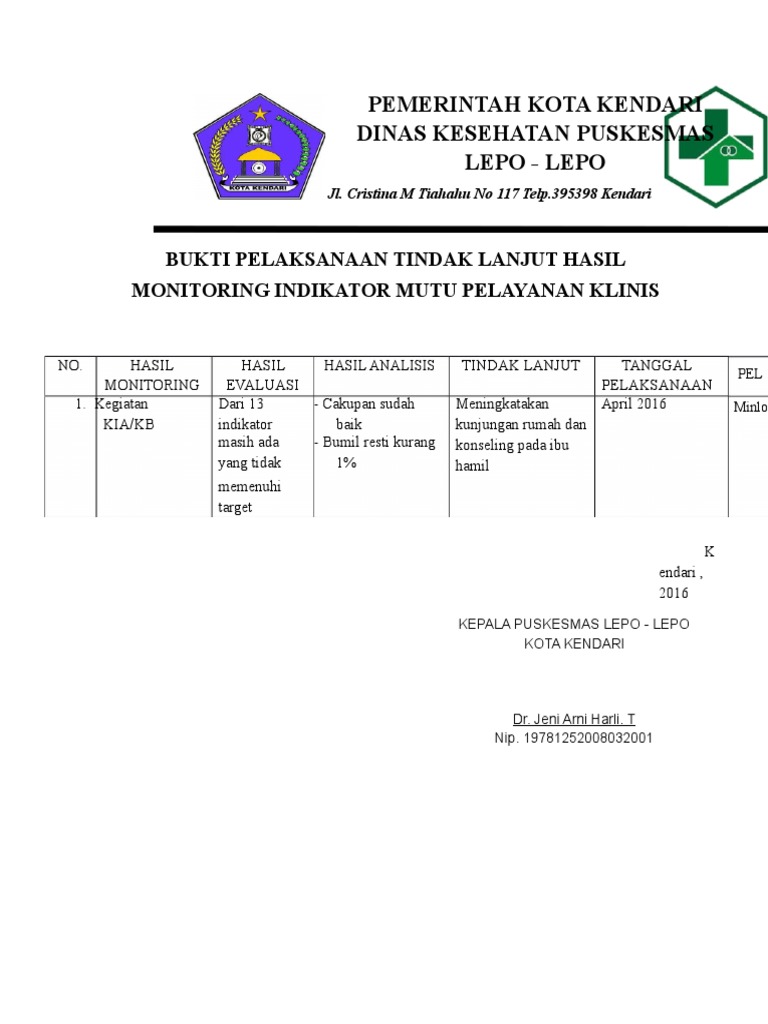 Bukti Pelaksanaan Tindak Lanjut | PDF