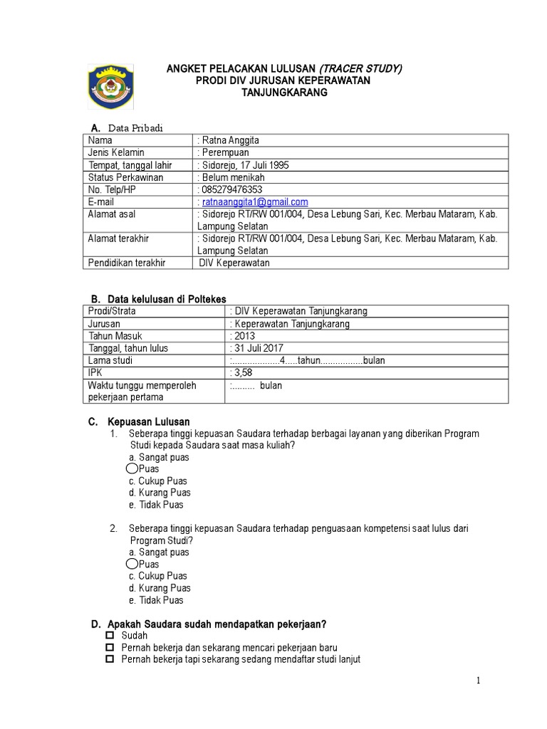 Angket Tracer Studi | PDF