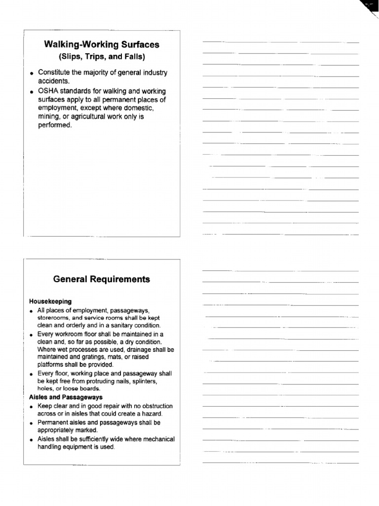 Walking Working Surfaces Handout PDF | PDF
