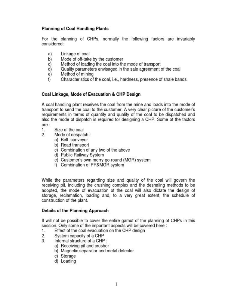 Planning of CHP PDF | PDF | Coal Mining | Rail Transport