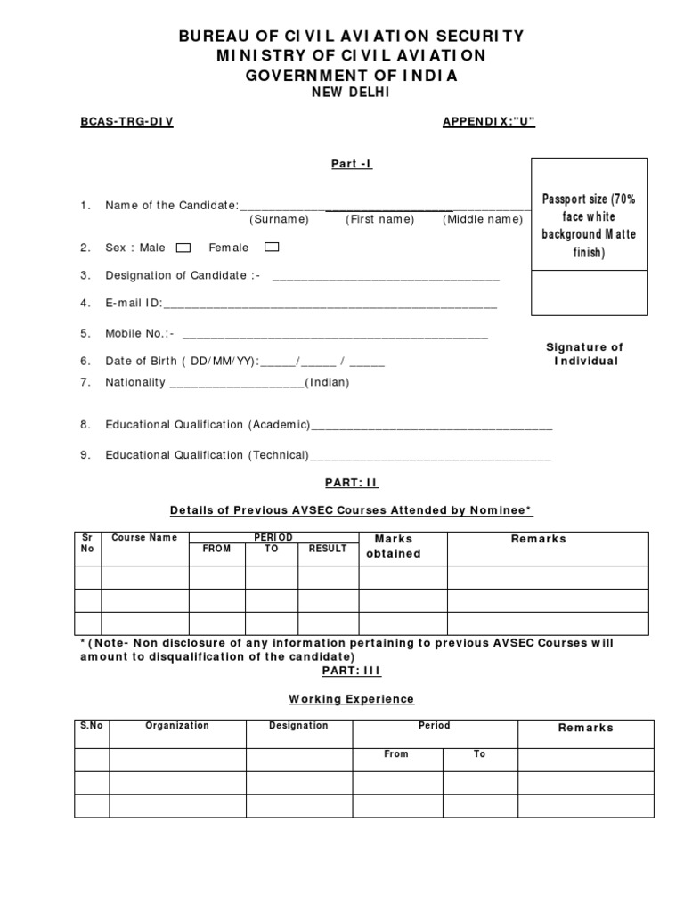 Nomination Registration Form For AVSEC | PDF | Government | Business