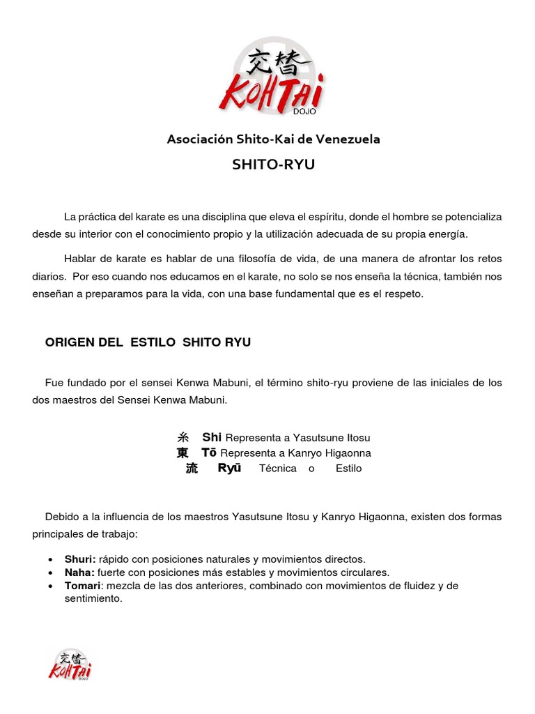 Guía Completa de Shito-Ryu Karate en Venezuela | PDF | Kárate ...