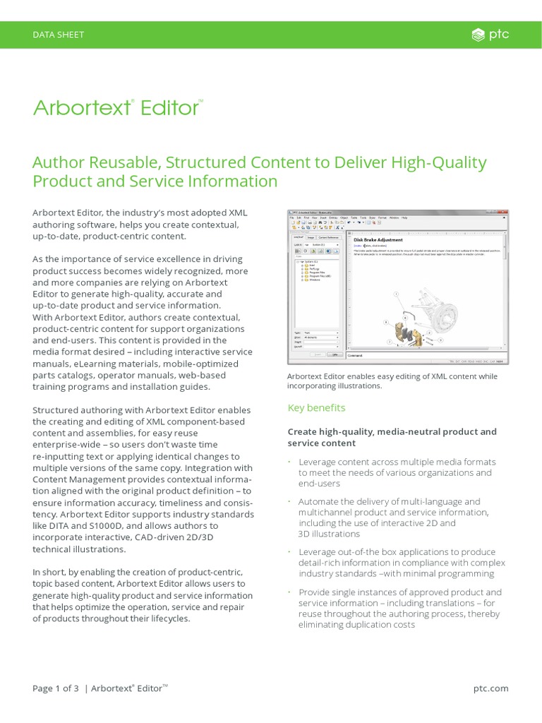 Arbortext Editor Data Sheet | PDF | Xml | Software