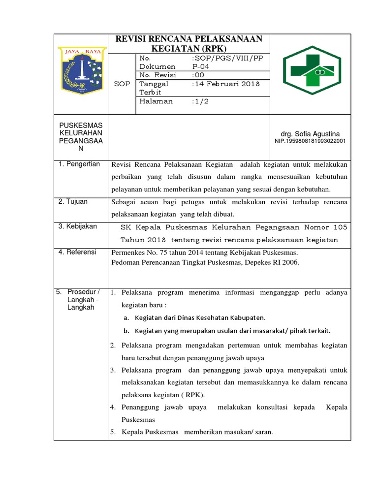Sop Revisi Rencana Program | PDF